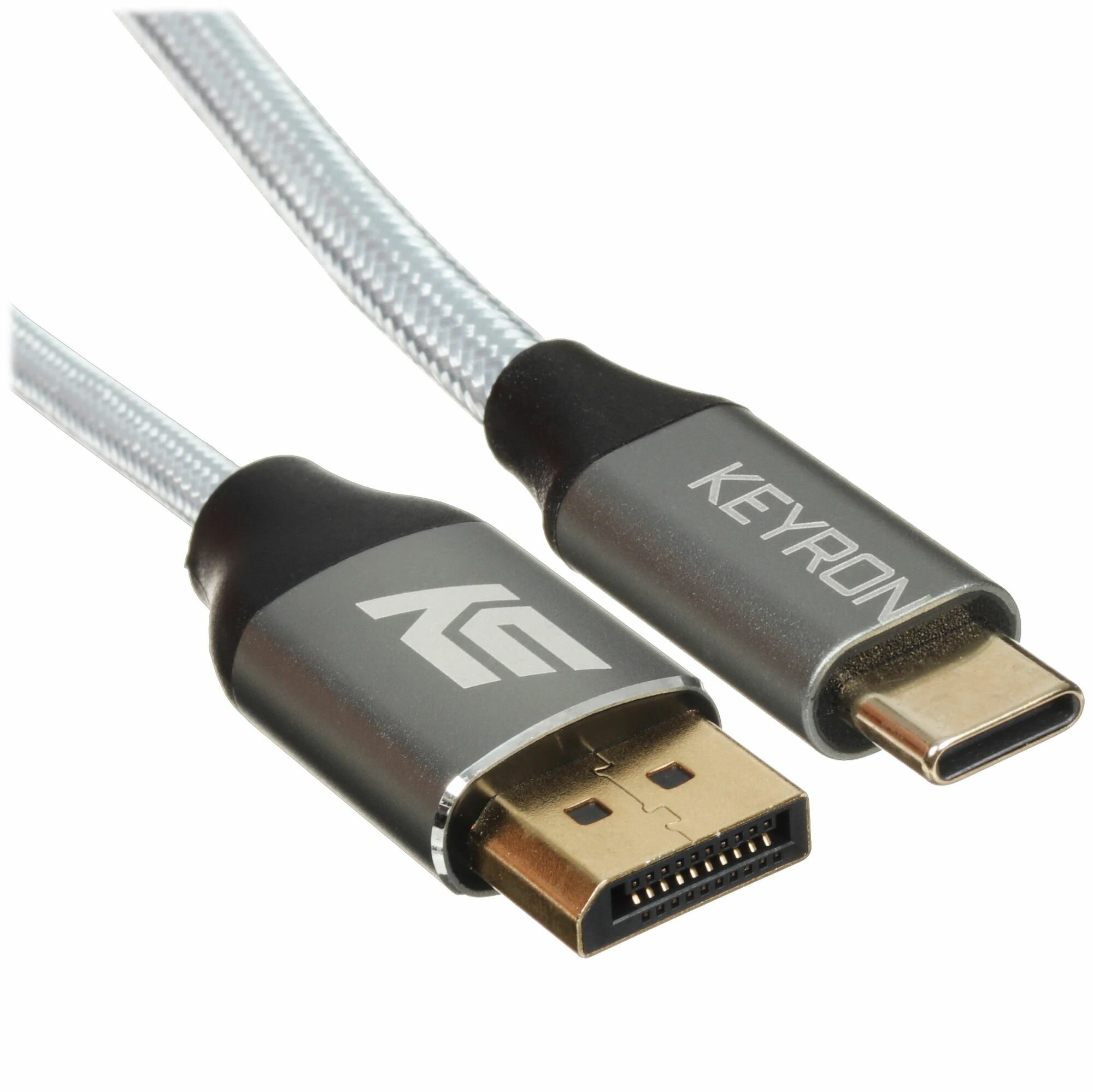 Кабель однонаправленный KEYRON USB Type-C - DisplayPort, 3 м серый
