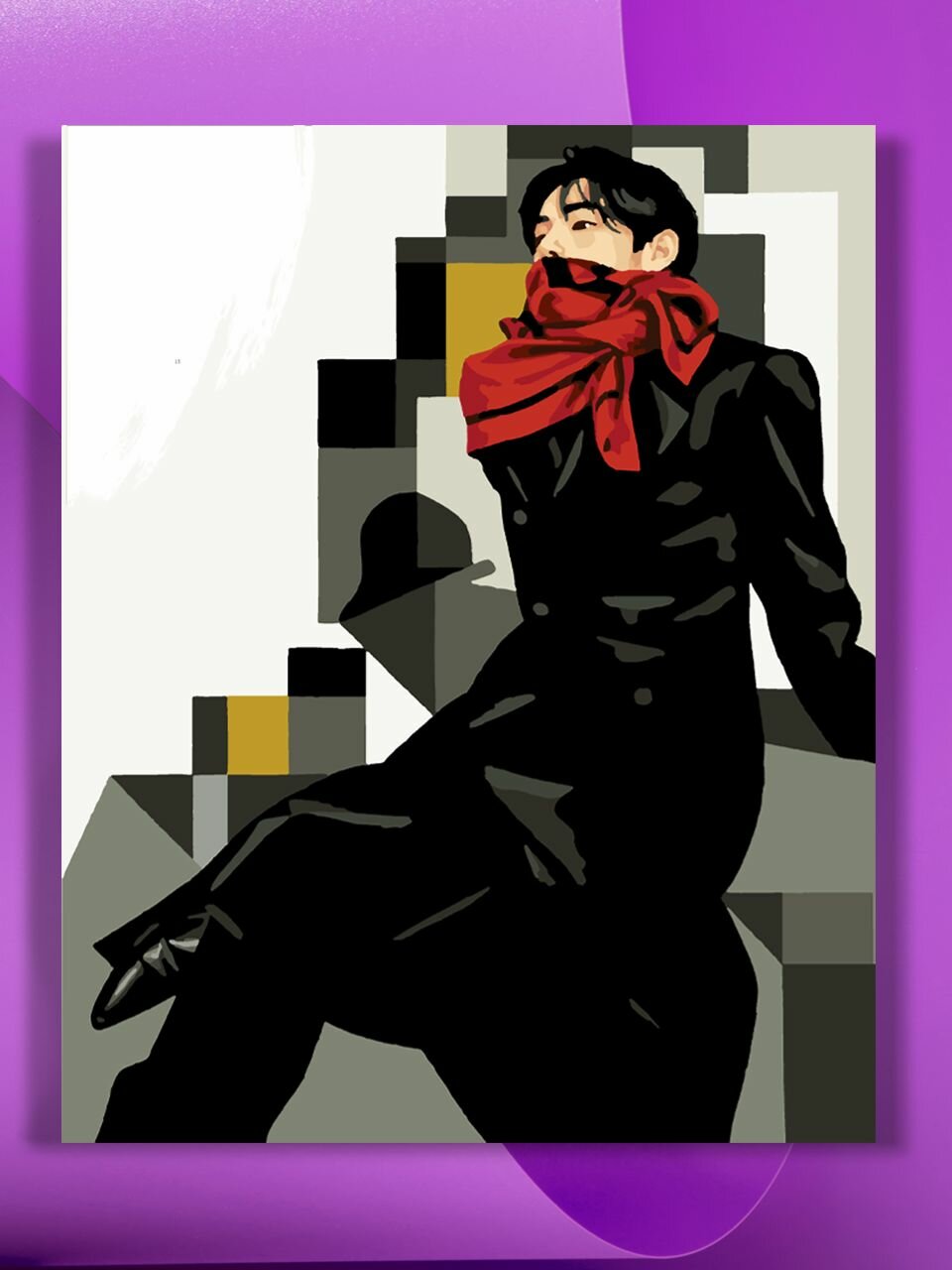 Картина по номерам на холсте BTS - Тэхен Кубизм, 40 х 50 см