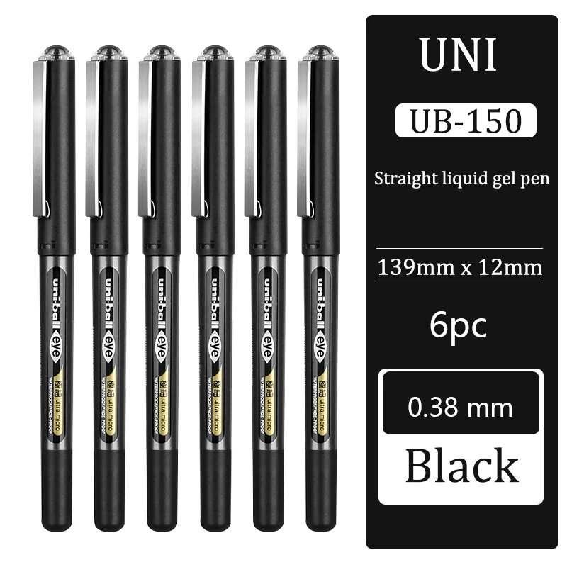 Гелевые ручки uni-ball UB-150, черный, 0.38 мм, 6 шт.