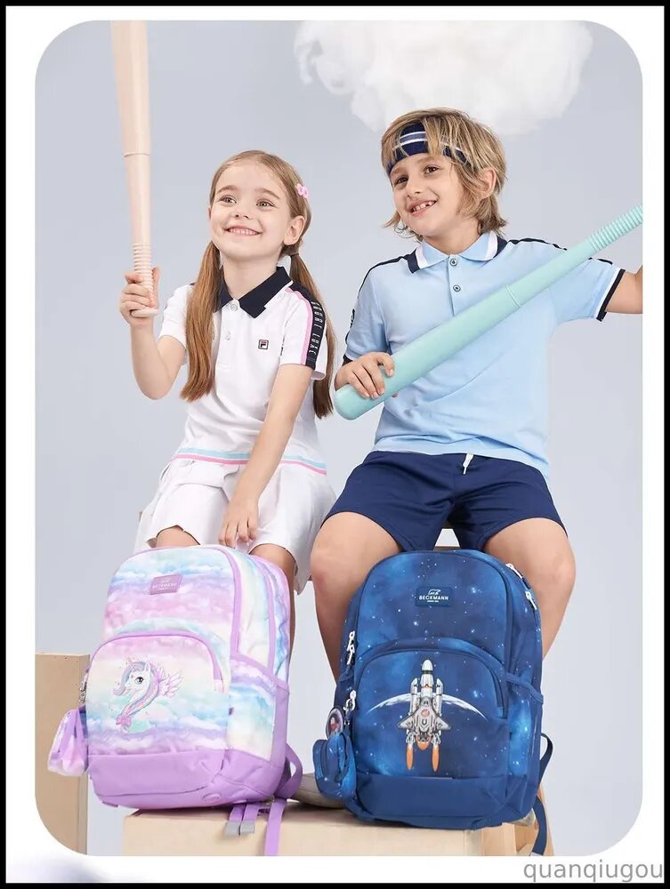 Рюкзак BECKMANN 20L для учащихся 1-3 классов, с коррекцией позвоночника, размер 40x27 см, цвет синий/голубой/черный — фото 1