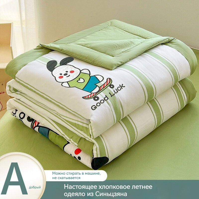 Летнее одеяло для кондиционирования воздуха, хлопок класса А, 200x230 см, многослойная наполнение, стирка в машине
