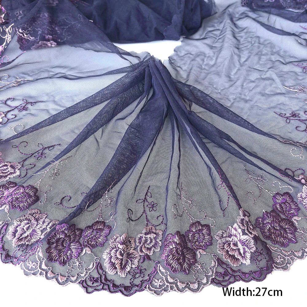 Кружевная лента LACESVOGUE, полиэстер, фиолетовая, синяя, красная, 1 ярд