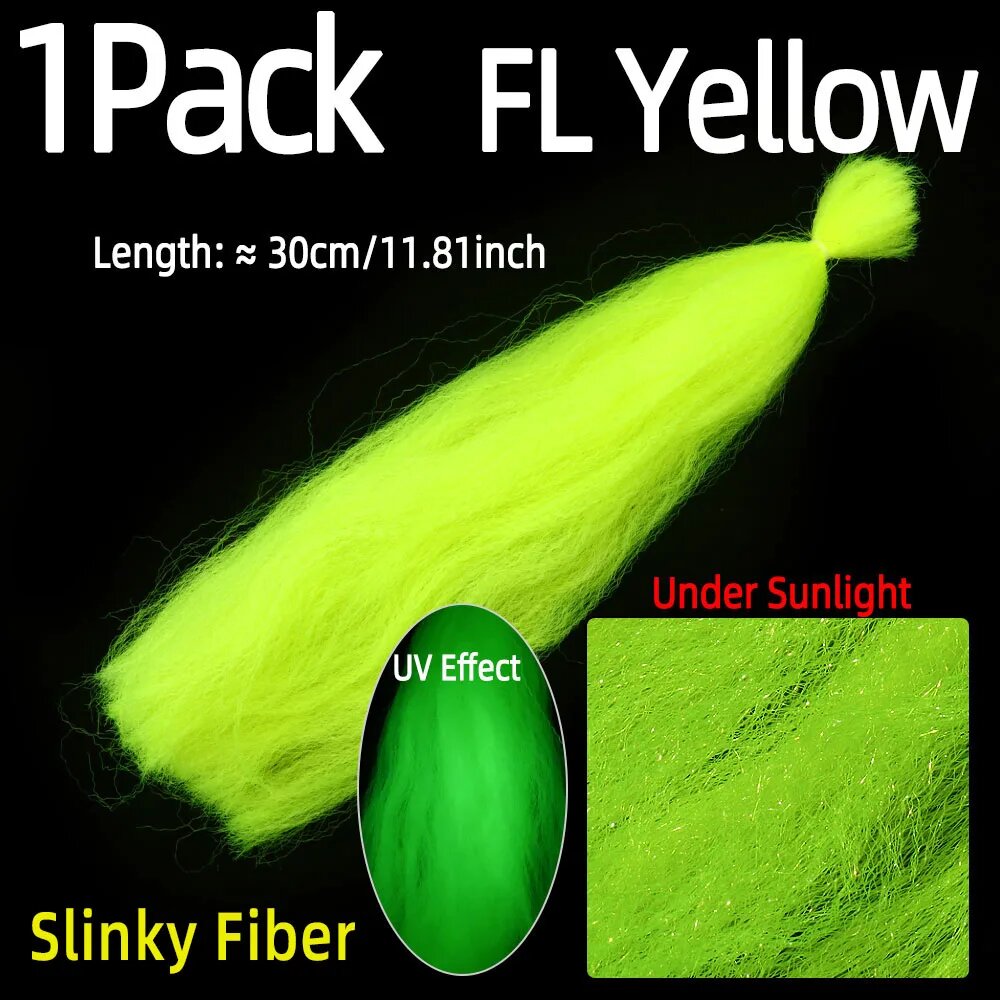 Светло-желтые синтетические волокна для приманок 30см, 1Pack FL Yellow