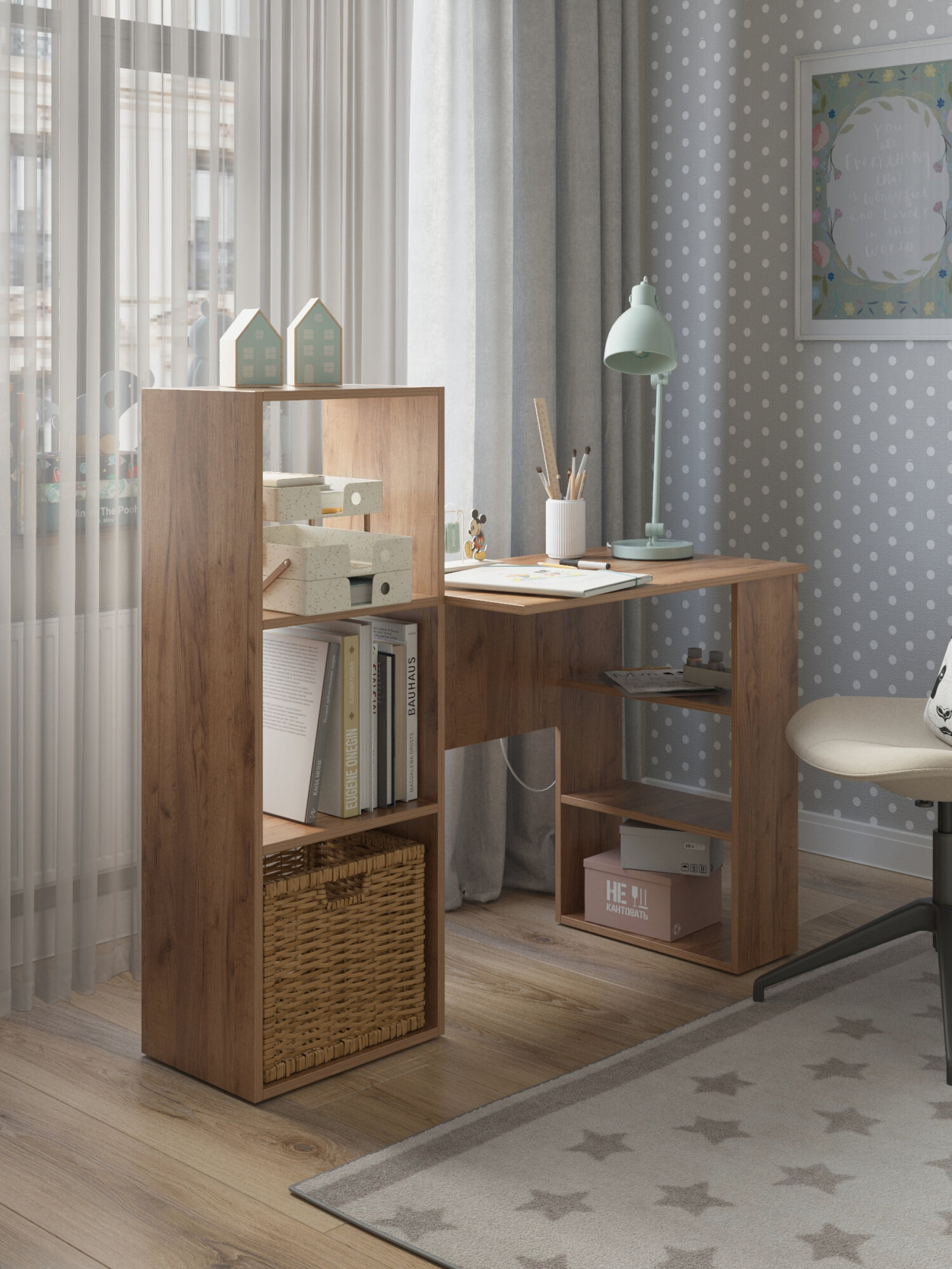 Стол письменный Vif "Эдем" дуб крафт табачный с надстройкой, 1177х494х1100 мм.