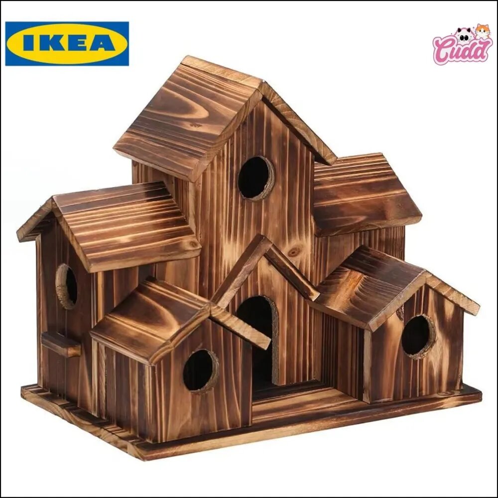 IKEA Многоэтажный деревянный скворечник для птиц с отверстиями 14х15 см для синичек, воробьев или кардиналов — фото 1