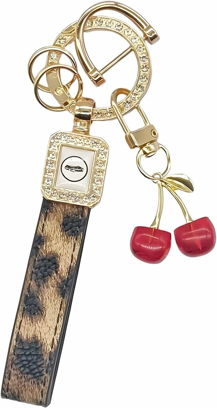 Кожаный брелок-браслет с подвесками в виде вишни, автомобильный брелок для женщин, сумка-кошелек, подвески, брелок-держа