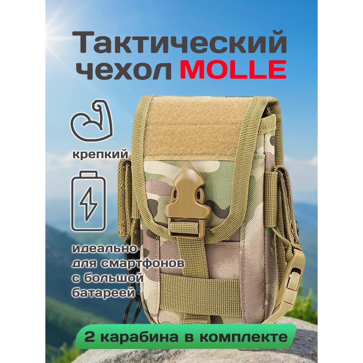 Тактический чехол-подсумок для смартфона MOLLE на липучке