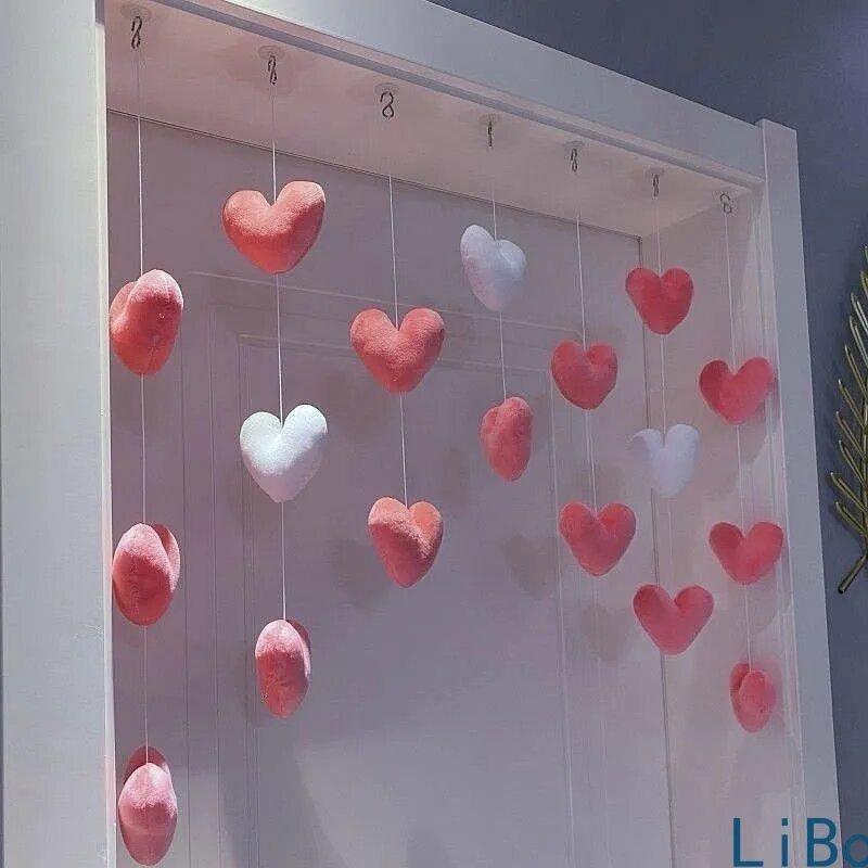 Дверные украшения, 18 любовных сердечек, занавески-перегородки, милые персиковые сердечки в корейском стиле, 7 штук.