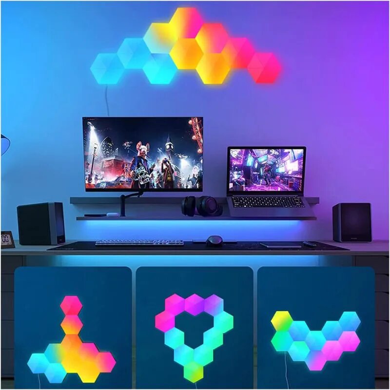Smart Light Panels Hexagon Smart LED светильник, сенсорное управление, RGB подсветка, настенный светильник
