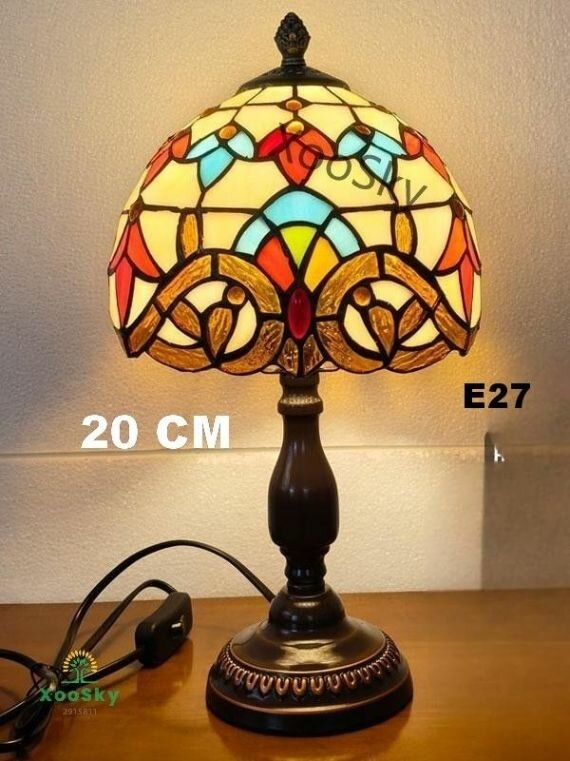 Настольная лампа 20 см, XooSky X03S Декоративная лампа Тиффани, светильник для спальни, гостиной, кабинета