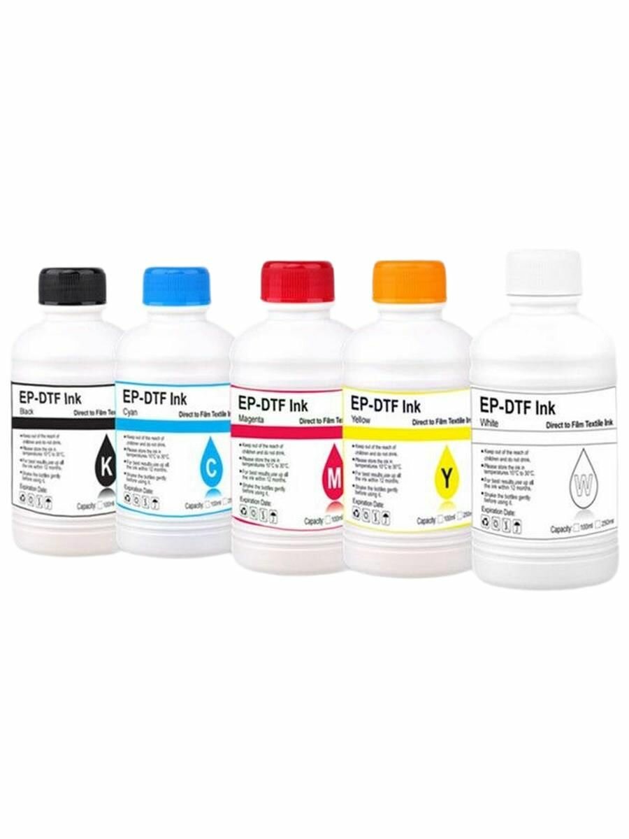 Краска полиграфическая, совместимый, Набор CMYK, Белый (white), 5 шт