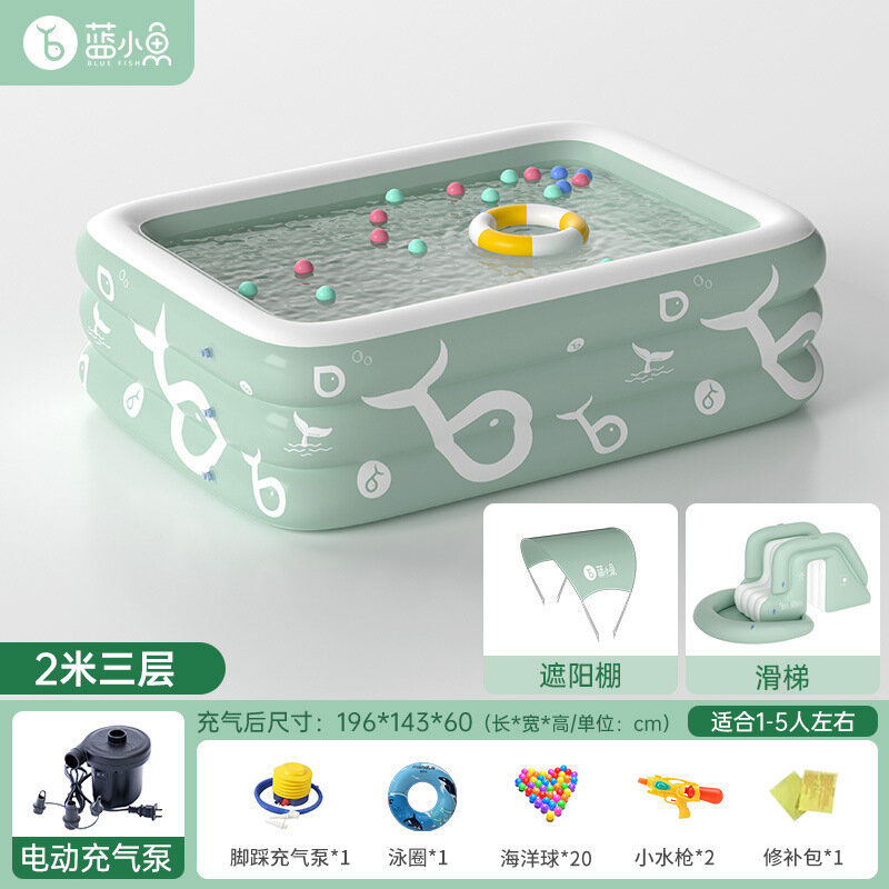 [2026] Надувной уличный бассейн-аквапарк для детей, игровой бассейн, пляжный бассейн с навесом от солнца