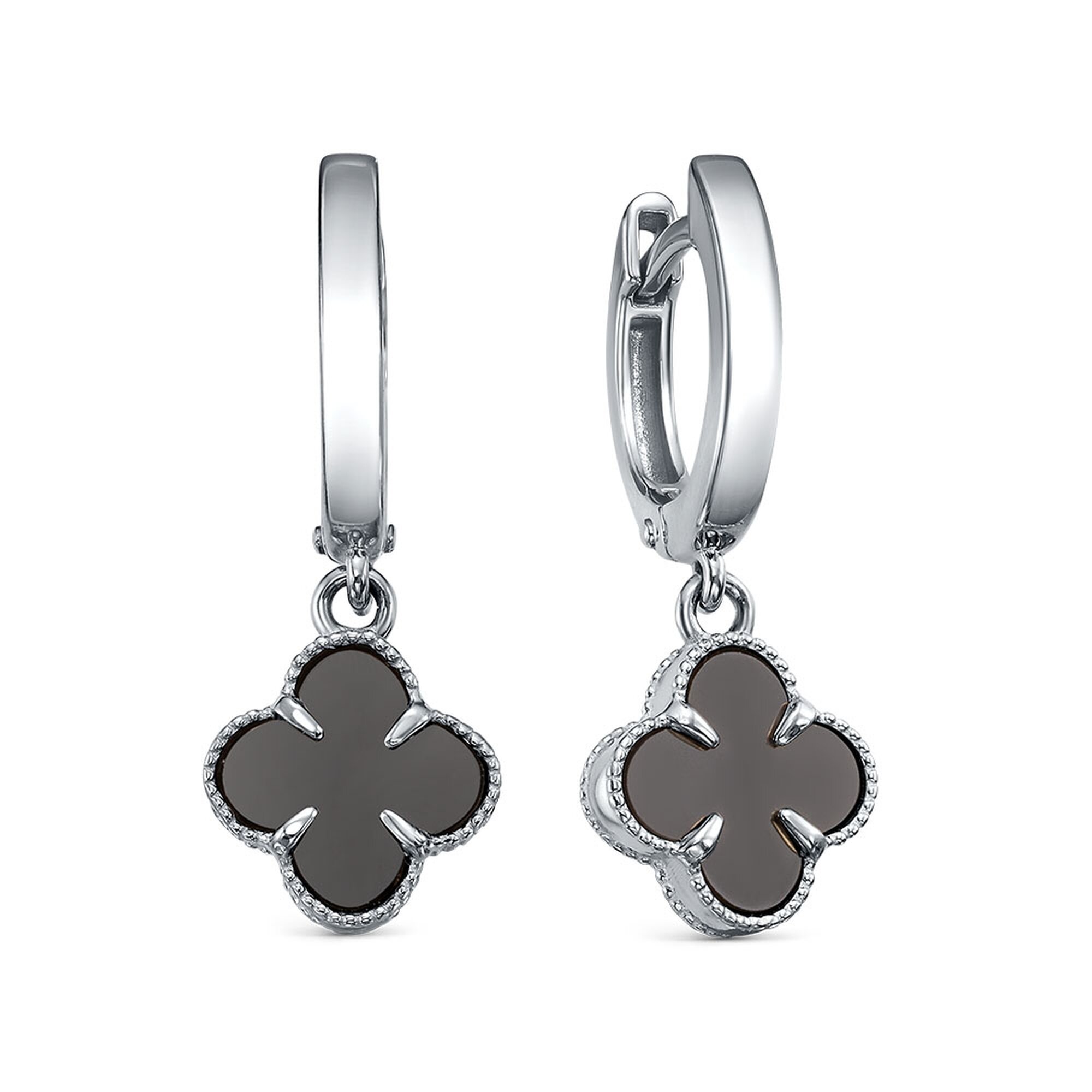 Серьги, серебро, 925 проба, родирование, оникс