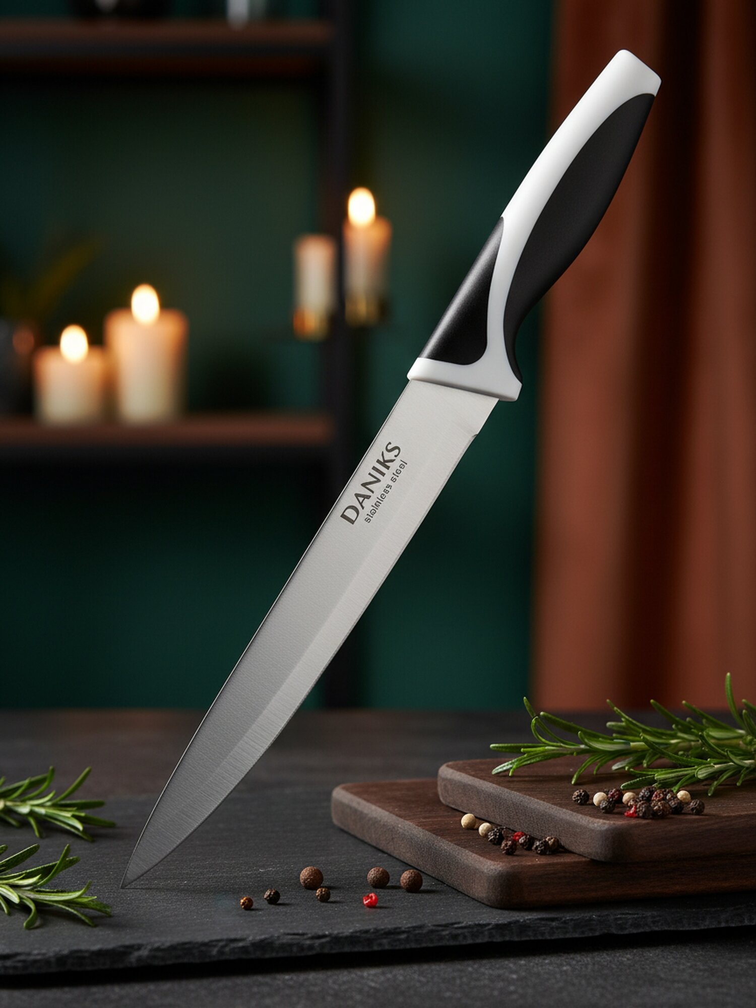 Нож кухонный HouseLoft Эконом разделочный из нержавеющей стали 20 см с пластиковой рукояткой YW-A205-SL для дома и дачи