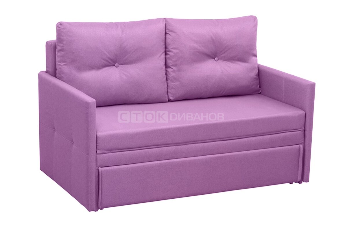 Диван Сток Диванов Мун, сиреневый, рогожка, 120 см, механизм выкатной, с ящиком для хранения