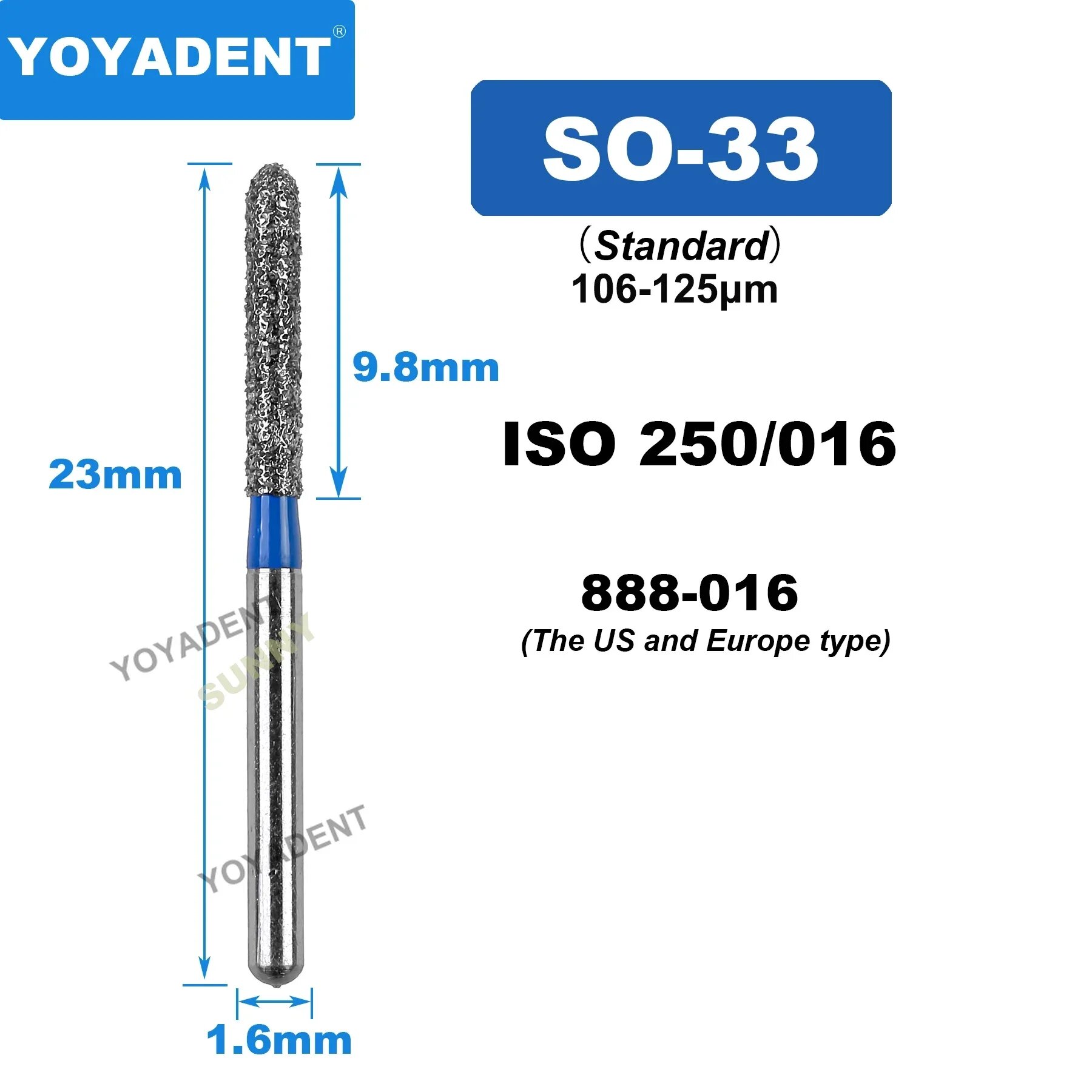 YOYADENT Стоматологический бур SO-33 1.6 мм 10 шт.