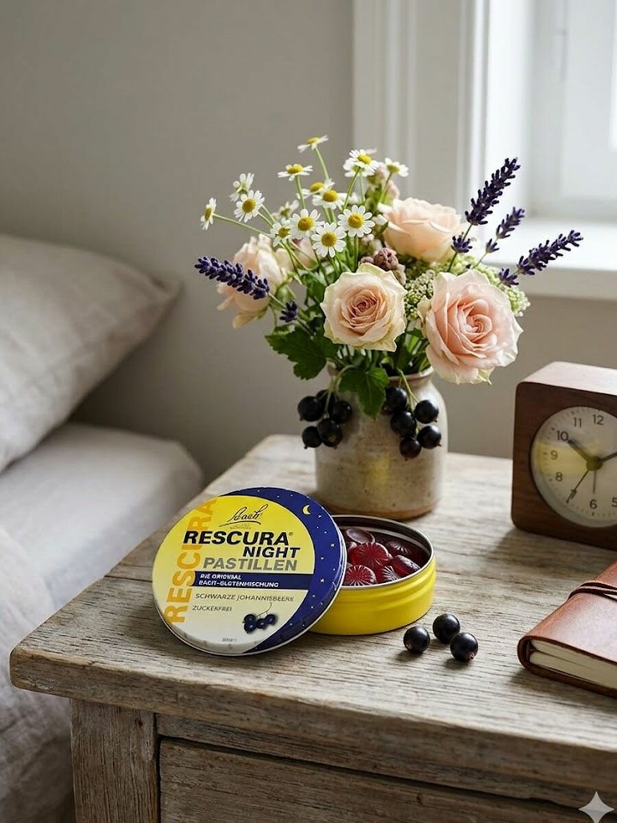Леденцы для снятия стресса и бессоницы Bach, Rescue Remedy Night Pastillen, Natural Stress Relief, 34шт