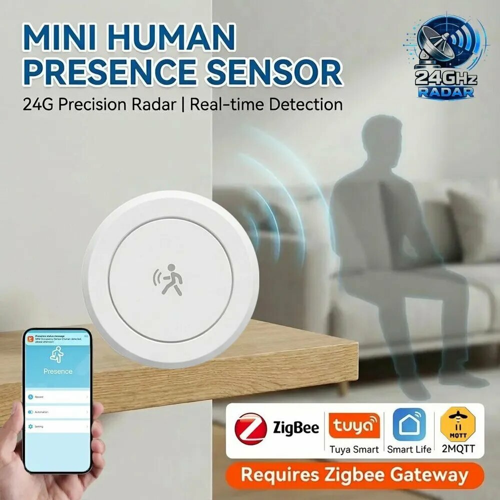 Tuya zigbee 24G мини-датчик присутствия человеческого тела