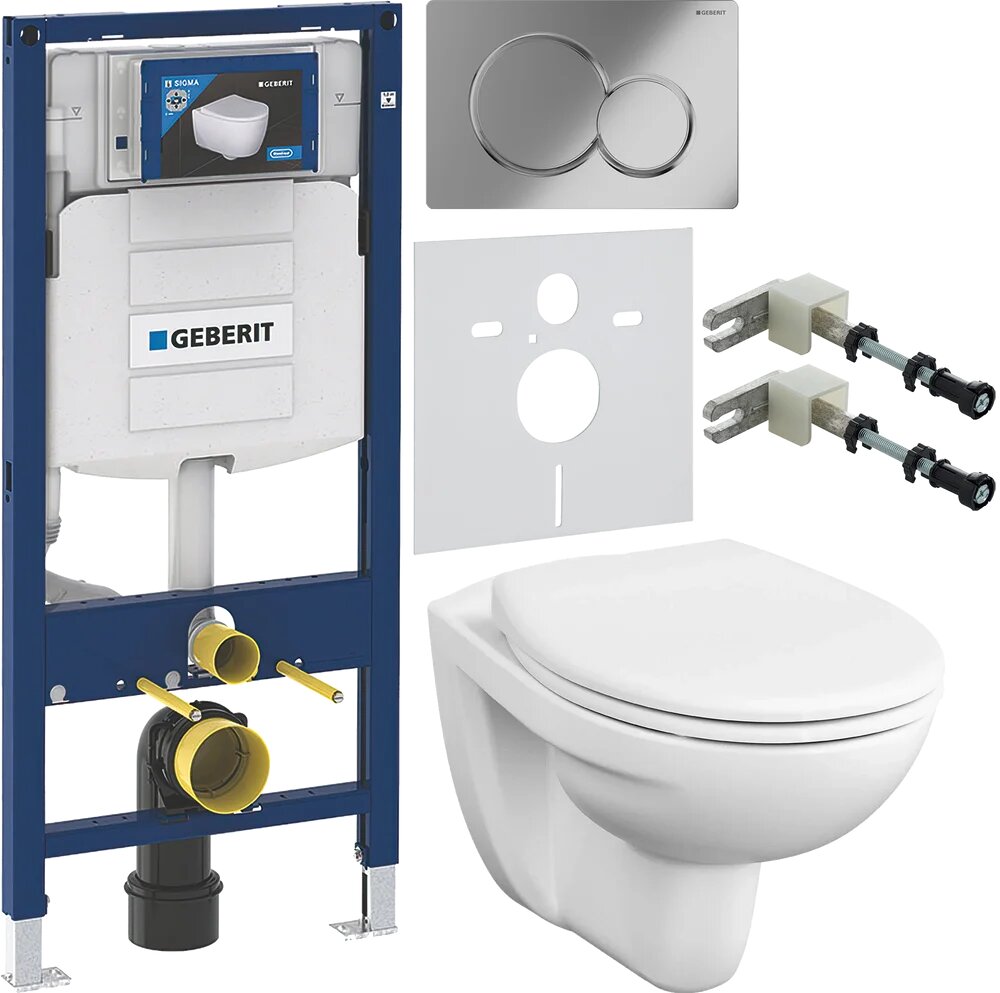 Комплект Унитаз подвесной VitrA S10 / Крышка с микролифтом, петли хром / Инсталляция Geberit Duofix UP 320 111.300.00.5, Кнопка Sigma хром, Крепления к стене