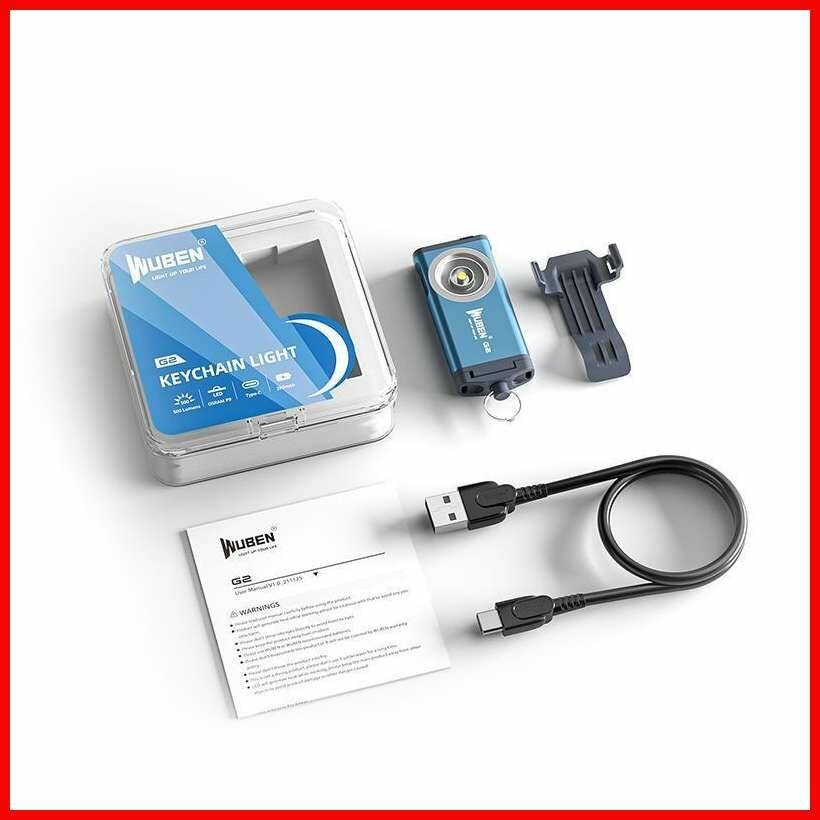 Фонарь-брелок WUBEN G2 58.5*27*9.2mm 500 люмен, синий