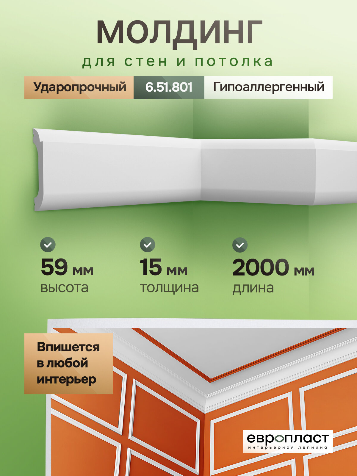 Молдинг для стен Европласт 6.51.801