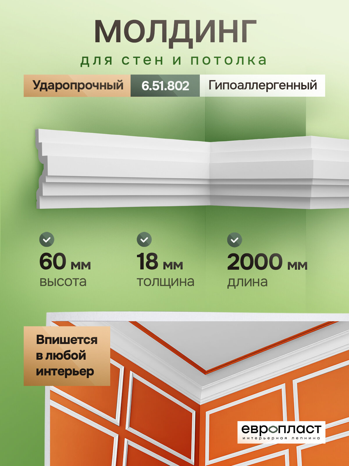 Молдинг для стен Европласт 6.51.802