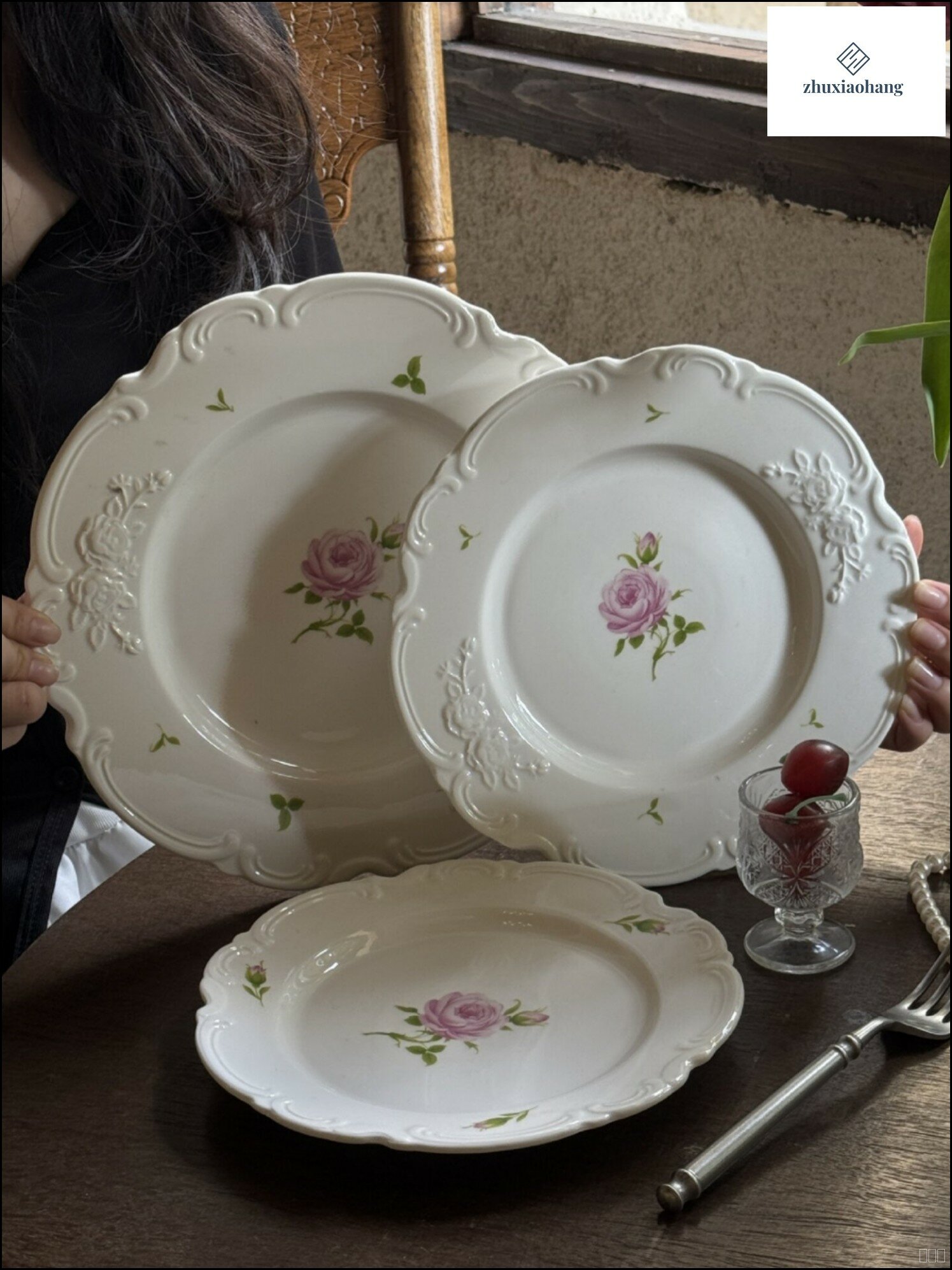 Тарелка "Цветочки", керамика, сервировочная, 21 см, белая, рисунок