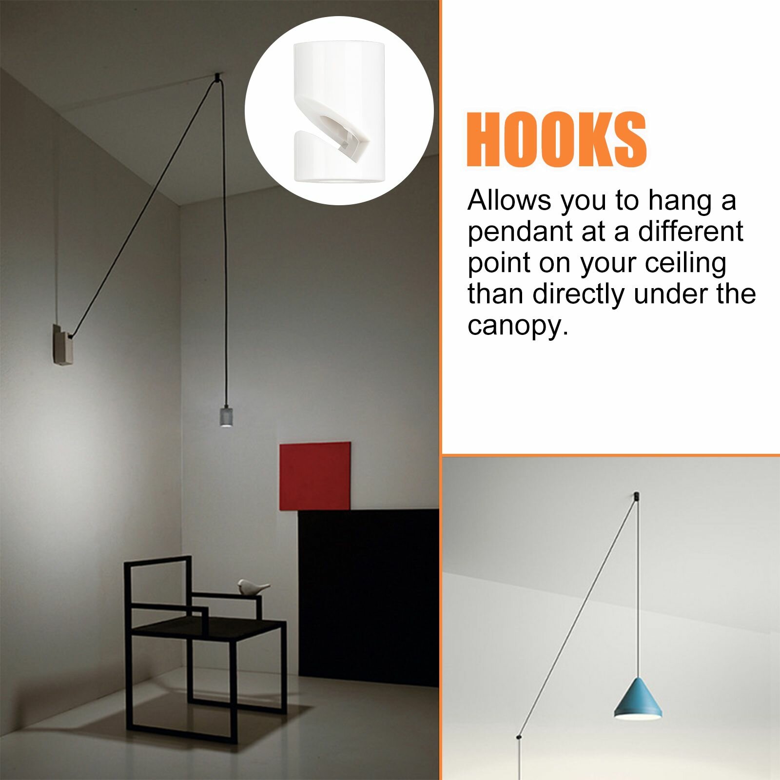 Настенный и потолочный крюк для текстильного крепления светильника