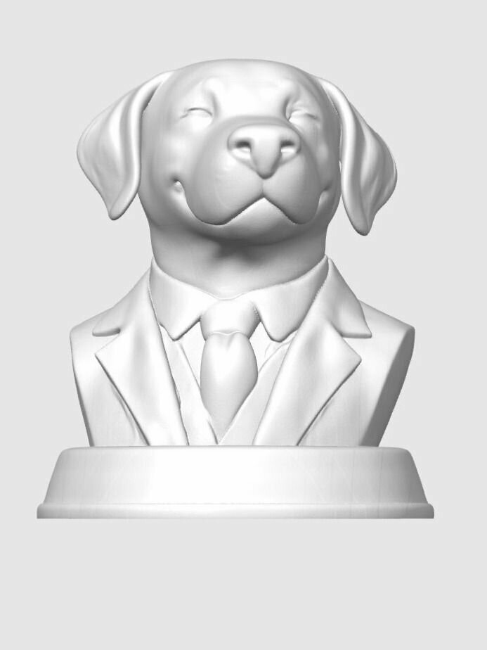 Эксклюзив! Статуэтка собаки - Лабрадор в костюме (10см, белый матовый) - Верный друг, подарок, талисман