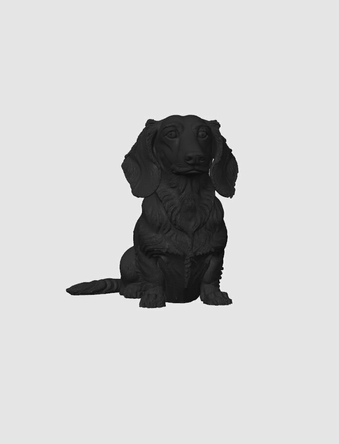 Эксклюзив! Ростовая статуэтка собаки - Длинношерстная такса (10 см, черный) - Верный друг, подарок, талисман