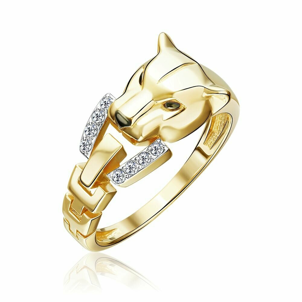 Кольцо, желтое золото, 585 проба, фианит