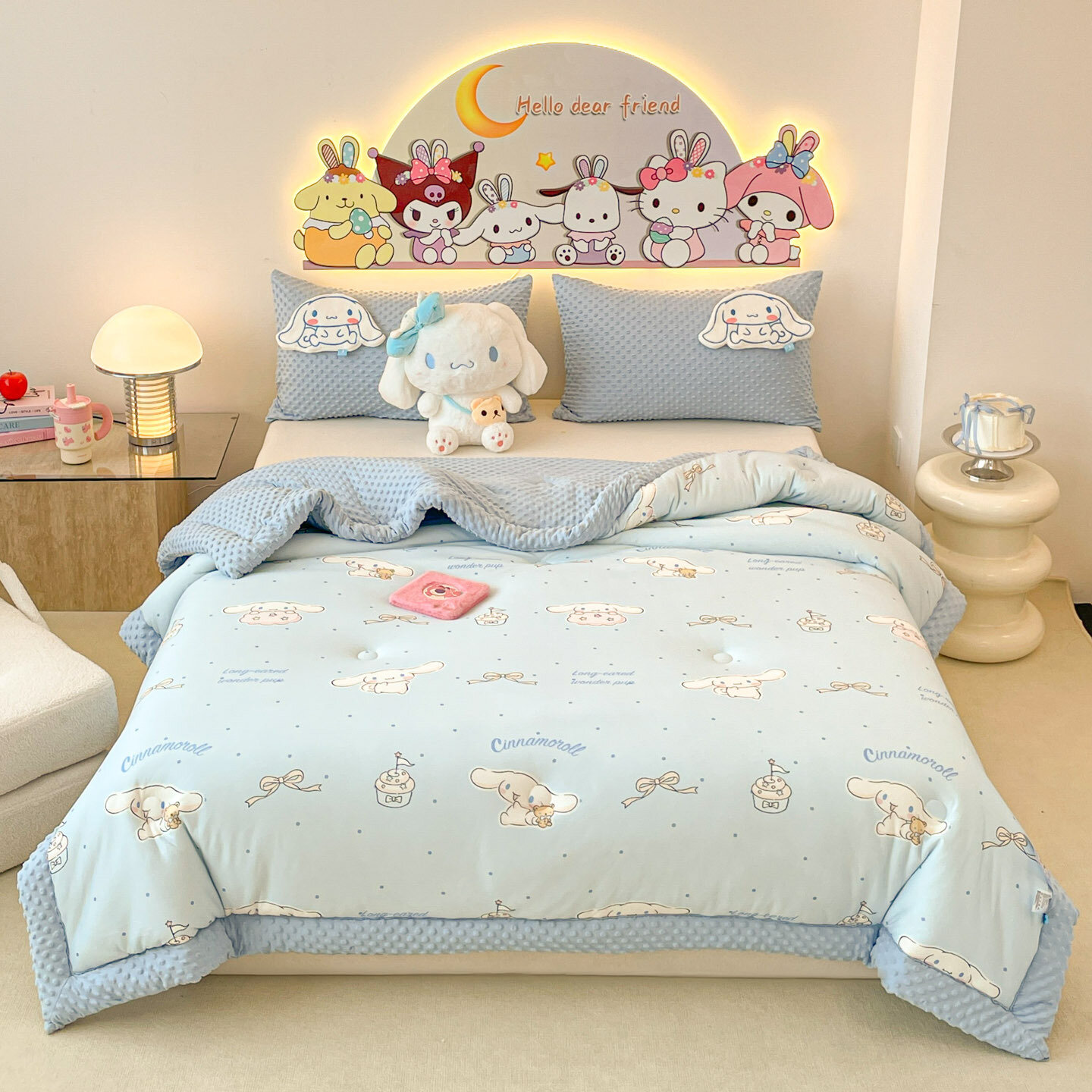 Детское вязаное хлопковое одеяло-мешок Sanrio, флисовое одеяло-мешок с мультяшным рисунком для малышей в детском саду, утепленное зимнее одеяло для школьников.