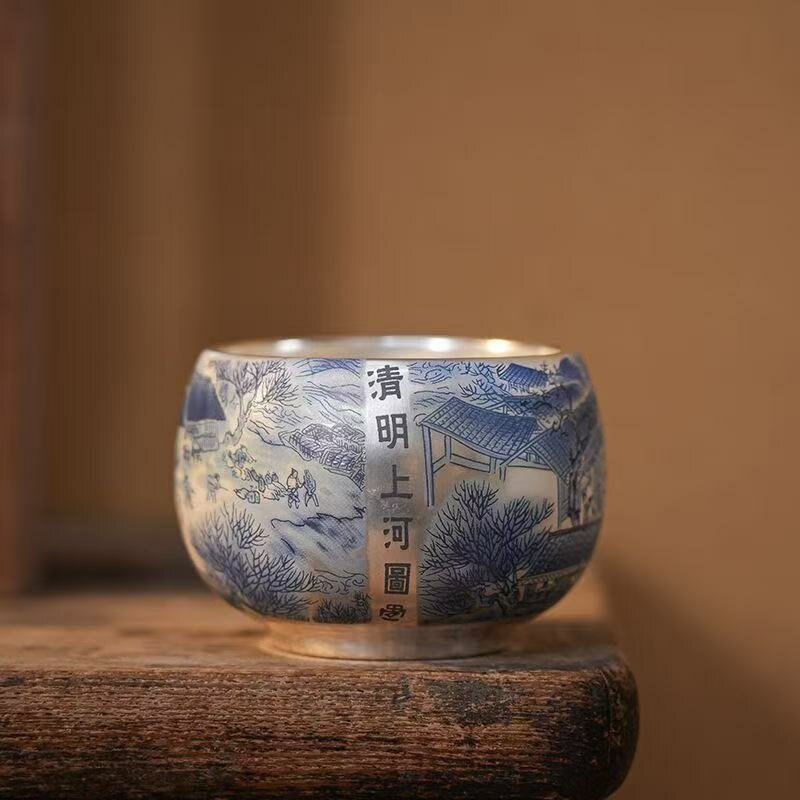 Посеребренная чашка мастера, керамическая чайная чашка, эмалированная чайная чаша большого объема, одиночная чайная чашка, чашка для воды.