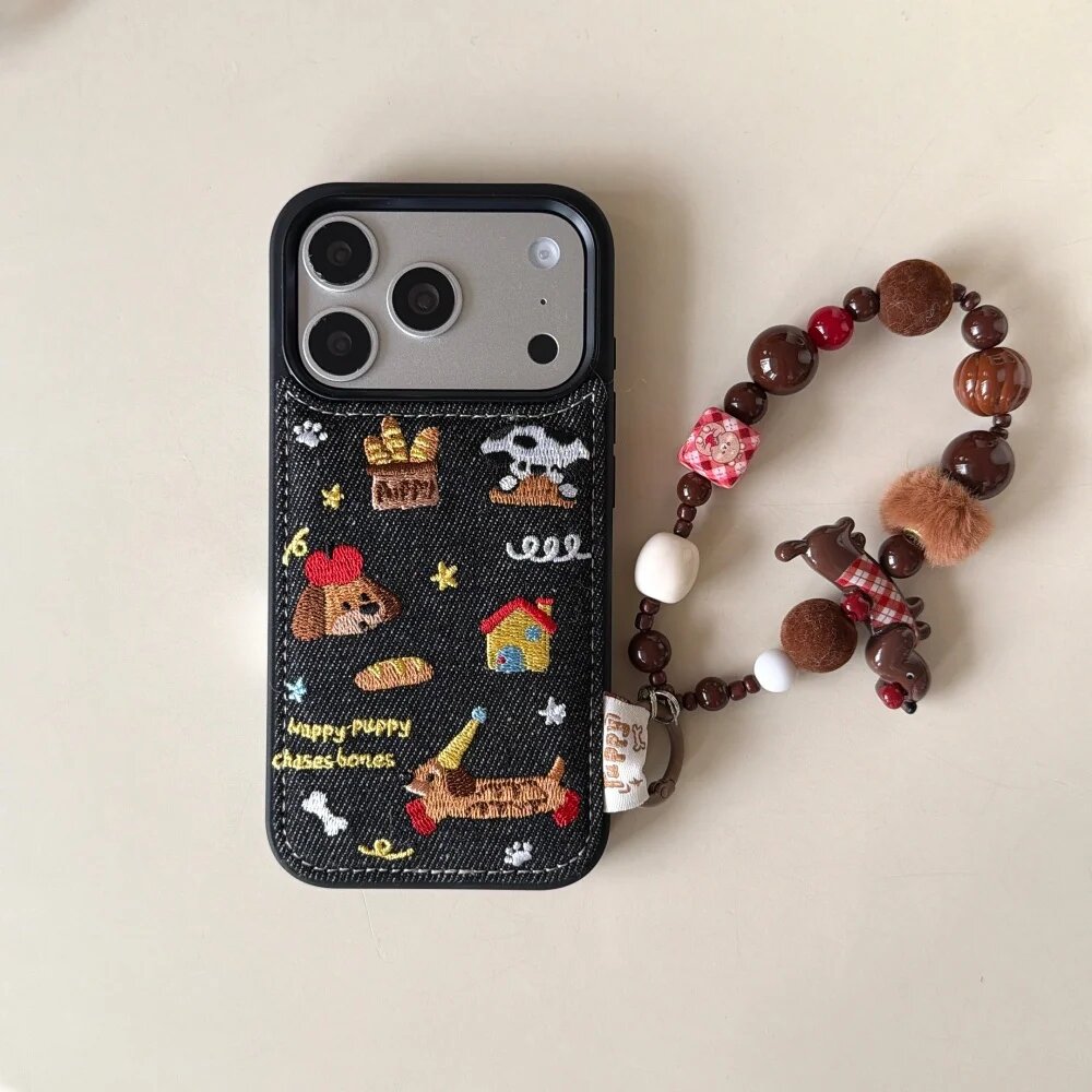 Милый чехол для телефона с вышивкой в виде мультяшного щенка для AC182-2, For iphone 17 promax