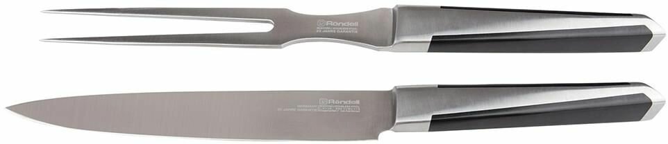 Набор ножей кухонных Rondell рукоять и клинок из стали, цвет черный, подарочная коробка, 2шт серия Lanze (RD-479)