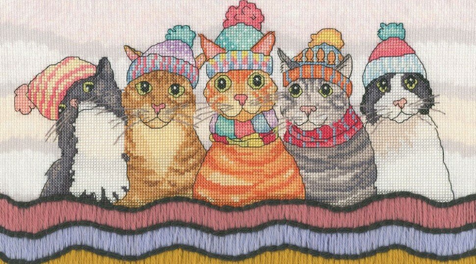 Набор для вышивания Bothy Threads #XEB2 A Cosy Clowder (Уютный Клаудер), Счетный крест, 32 х 18 см