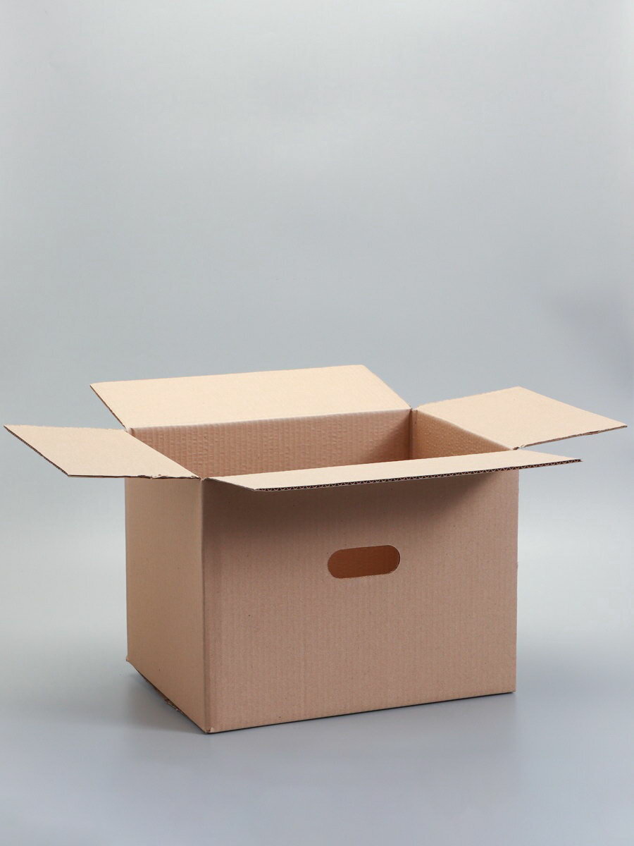 Коробка складная, бурая, для упаковки, хранения и переезда, с ручками, 40x30x30 см