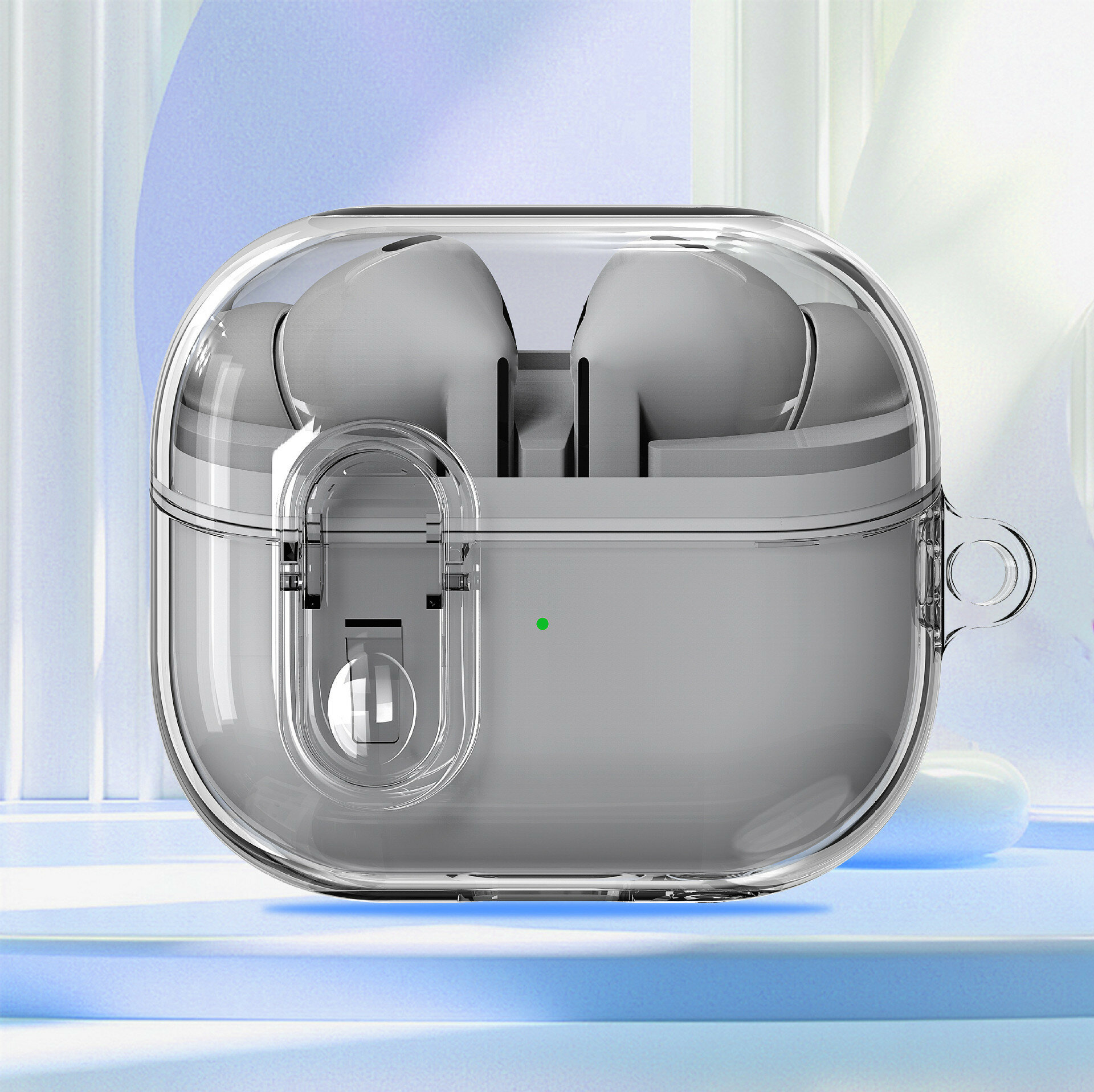Серый силиконовый чехол для наушников Samsung Galaxy Buds 3 и 3 Pro с блокирующим переключателем