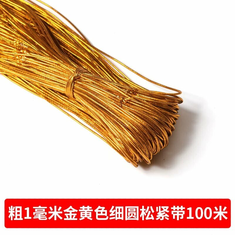 Круглая эластичная лента, эластичная веревка, тонкая резинка, 1 мм, 2 мм, золотая и серебряная эластичная нить, бирка