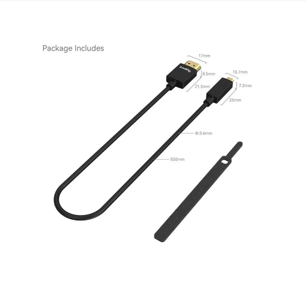SmallRig Ультра-тонкий HDMI-кабель с переходом на Micro HDMI 55 см для HDMI-интерфейса камеры совместимость 4K