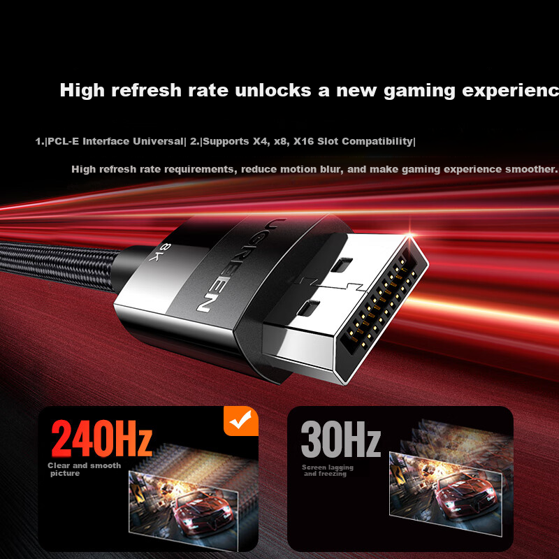 Кабель UGREEN DP1.4 8K 4K/2K 240 Гц DisplayPort 10 м для подключения монитора к видеокарте ПК гейминг Длина：10