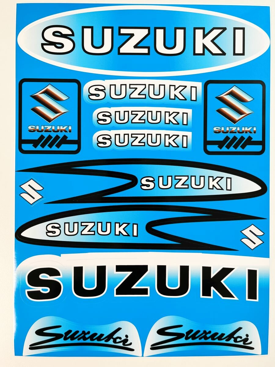 Наклейки на машину, мотоцикл Suzuki 250х350мм. Сузуки стикеры на питбайк, для эндуро