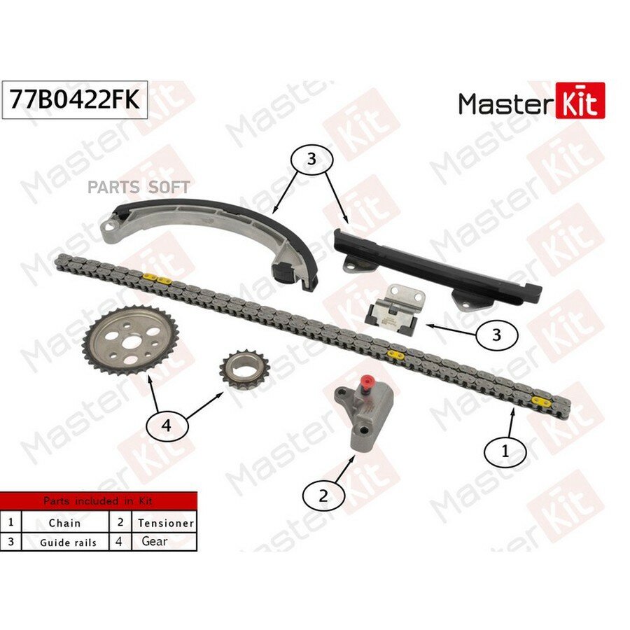 MASTERKIT 77B0422FK Комплект цепи ГРМ TOYOTA/LEXUS 2SZ-FE (Japan)