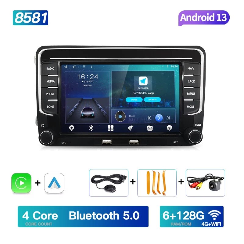 Автомагнитола Android для VW Volkswagen Touran Golf 5 6 Plus GTI GTR с Wi-Fi, HFH 8581 6 128G
