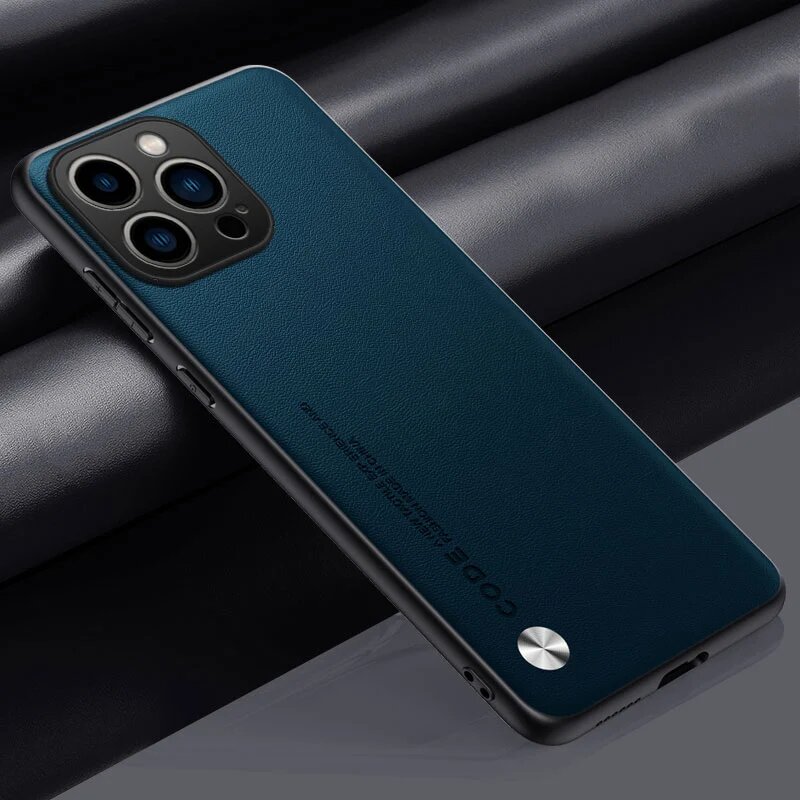 Кожаный чехол для iPhone 16 15 14 Pro Max Plus 13 12 11 Pro Max XS XR 8 Синий, Dark Blue, iPhone 13
