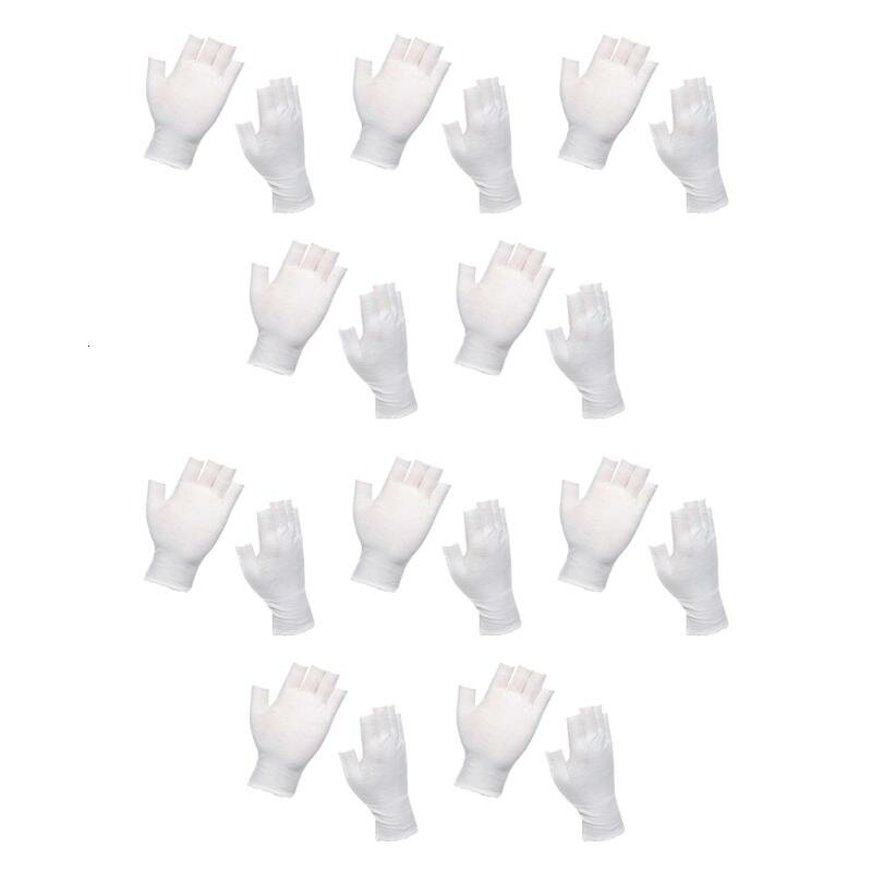 Хлопковые перчатки без пальцев, Белые 10 пар