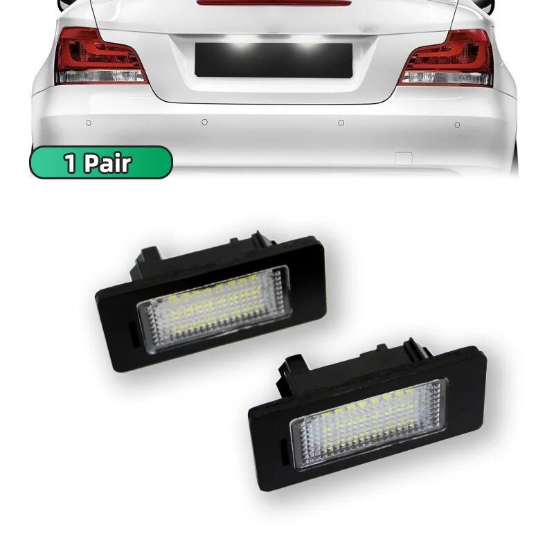 Для BMW E90 E91 E92 E61 E60 E70 E71 E39: 2 шт. светодиодных фонарей подсветки номерного знака, 6000K белый свет, без ошибок