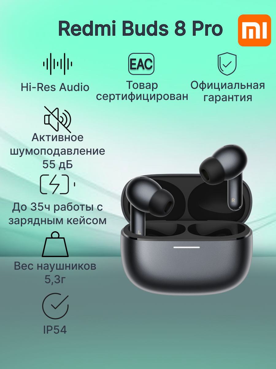 Беспроводные наушники Xiaomi REDMI Buds 8 Pro Obsidian Black (BHR08GOGL) черные