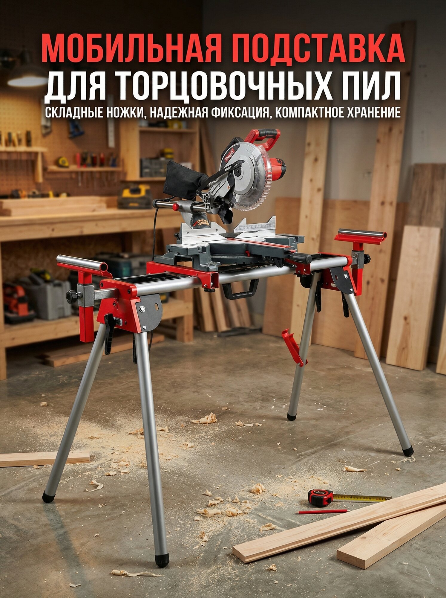 Подставка Einhell 4310615, для торцовочных пил, алюминиевая, складная