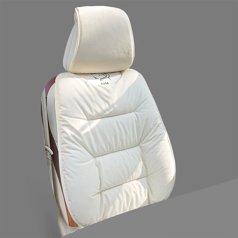 Зимний чехол для спинки сиденья автомобиля, полуприлегающий дизайн, белый для передних сидений